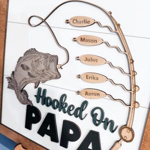Daddy Fishing Sign With Kids Names | Grandfather Wooden Fishing Sign ...