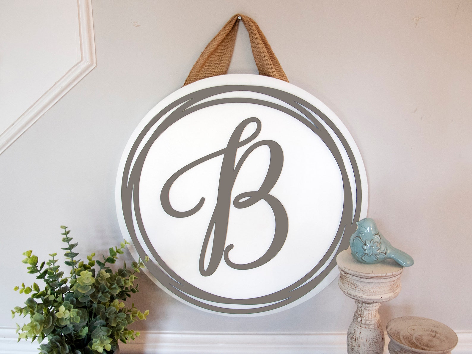 Wooden Monogram Door Hanger Front Door Decor Last Name - Etsy