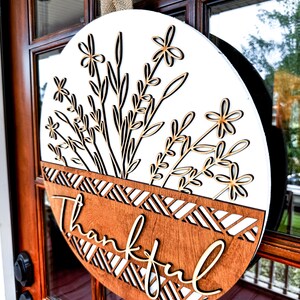 Thankful Door Hanger | Thanksgiving Front Door Decor | Thankful Fall ...