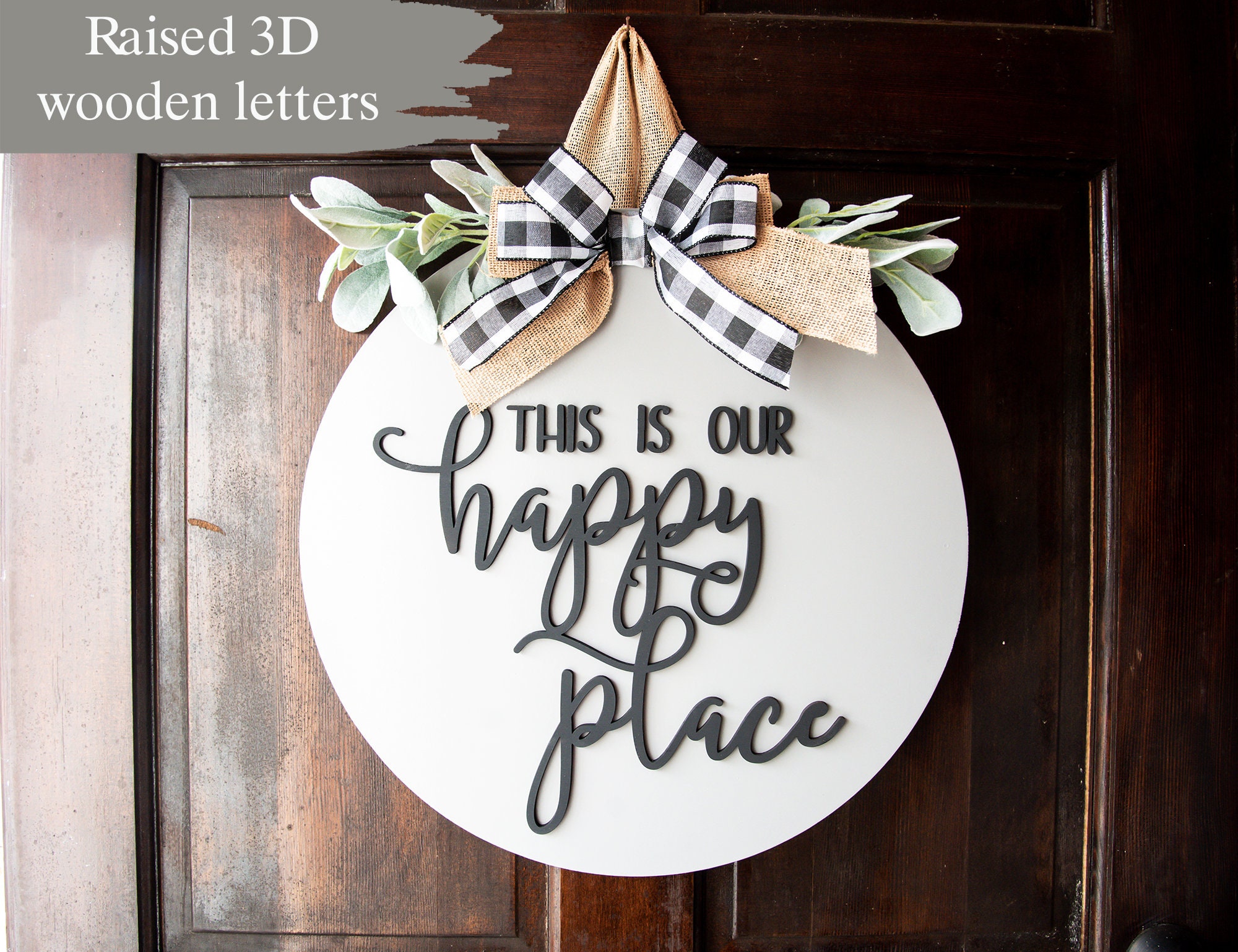 Home & Living This is our happy place door sign door sign farmhouse ...