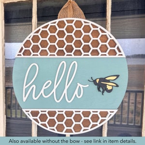 Hello Door Hanger Bee Front Door Decor Front Door Sign Newlyweds ...