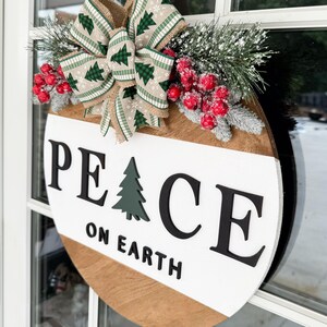 Wooden Door Hanger Christmas PEACE on Earth | Christmas Front Door ...
