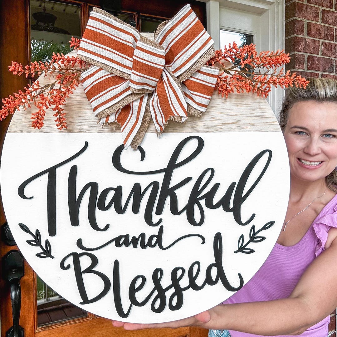 Fall Door Hanger | Thankful and Blessed Door Decor L Front Door Decor ...