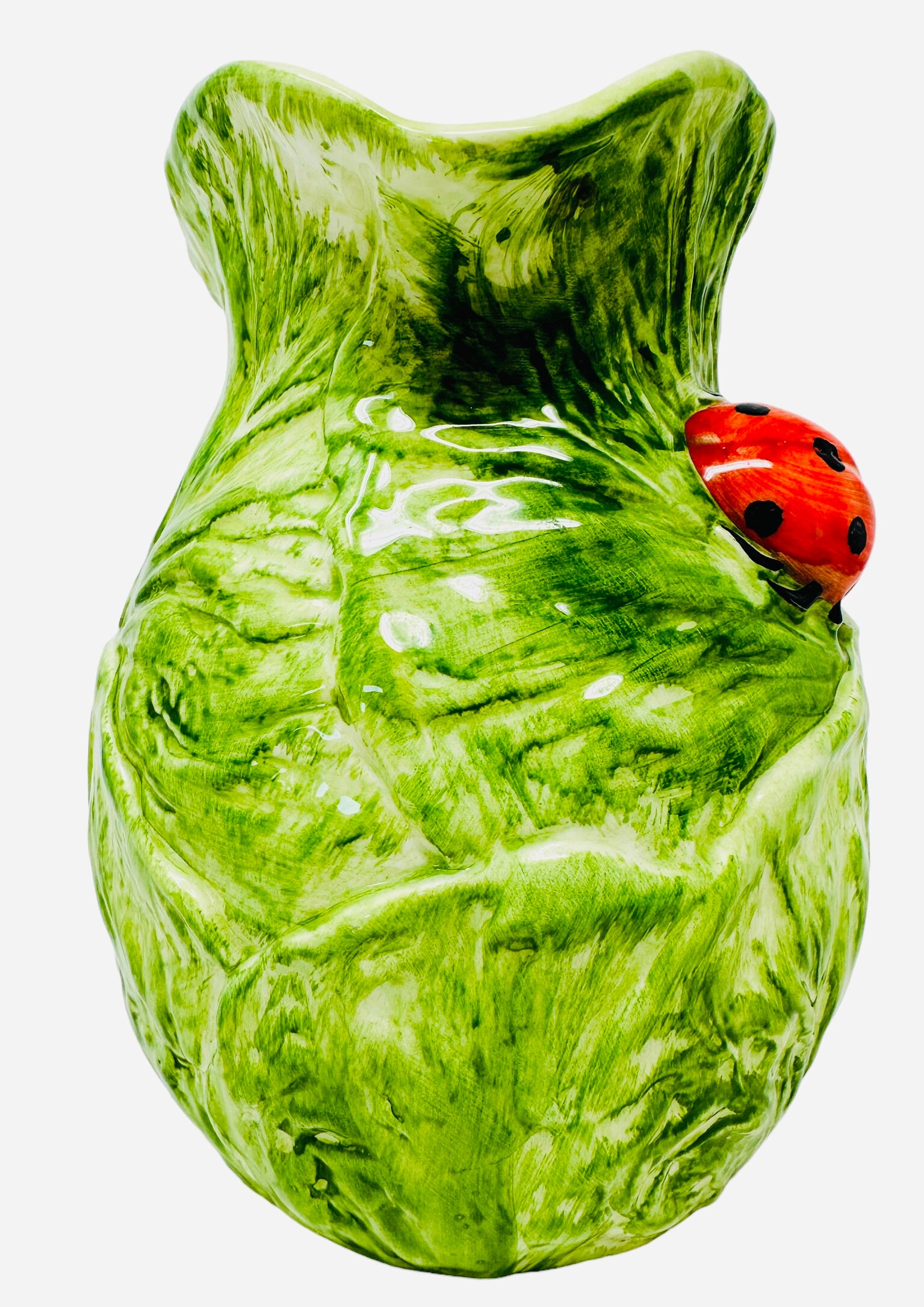Vintage Italian Valli Ceramiche Ceramic Cabbage Pitcher With Ladybugs ...