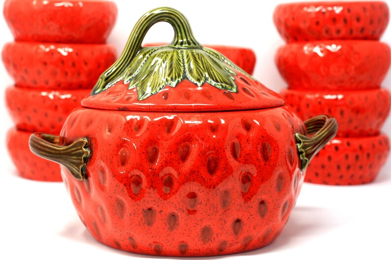Vintage Strawberry Soup Tureen With Serving Bowls Set of 13 | Etsy