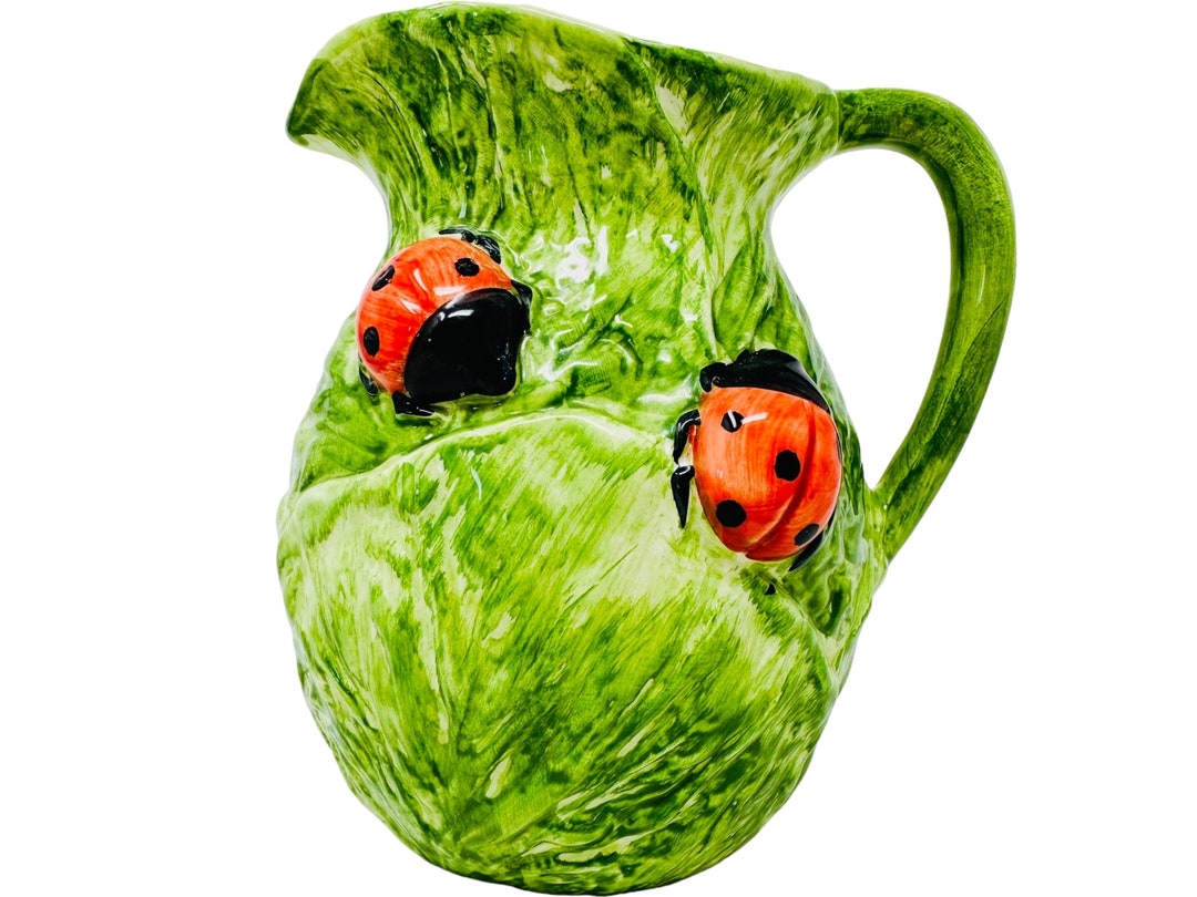 Vintage Italian Valli Ceramiche Ceramic Cabbage Pitcher With Ladybugs ...