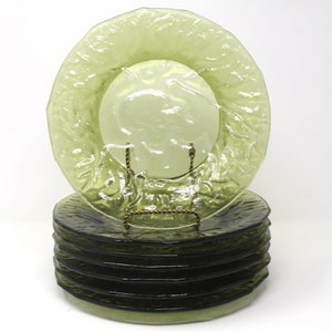 Vintage Green Glass Cabbage Leaf Salad Plates - Set of 7 - Etsy