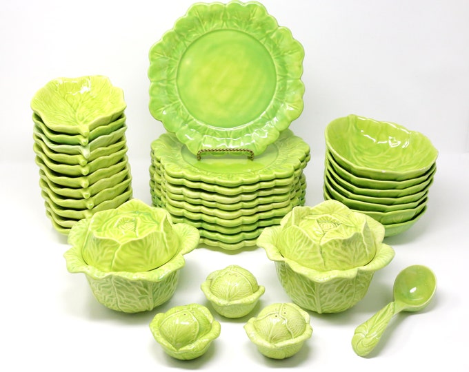 Vintage Handmade Cabbage Dinnerware - Set of 34 - Etsy