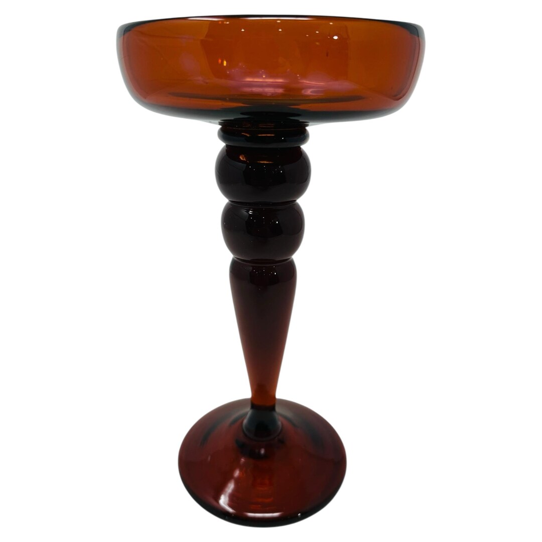 Vintage Mid-century Modern Amber Glass Compote Dish | Italian Empoli ...
