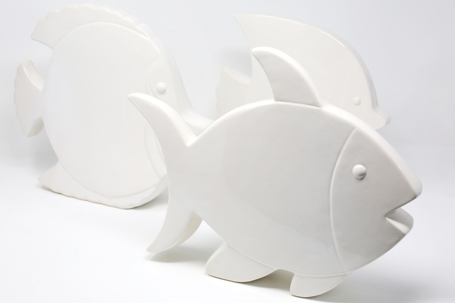White Ceramic Fish Sculptures - Set of 3 - Etsy