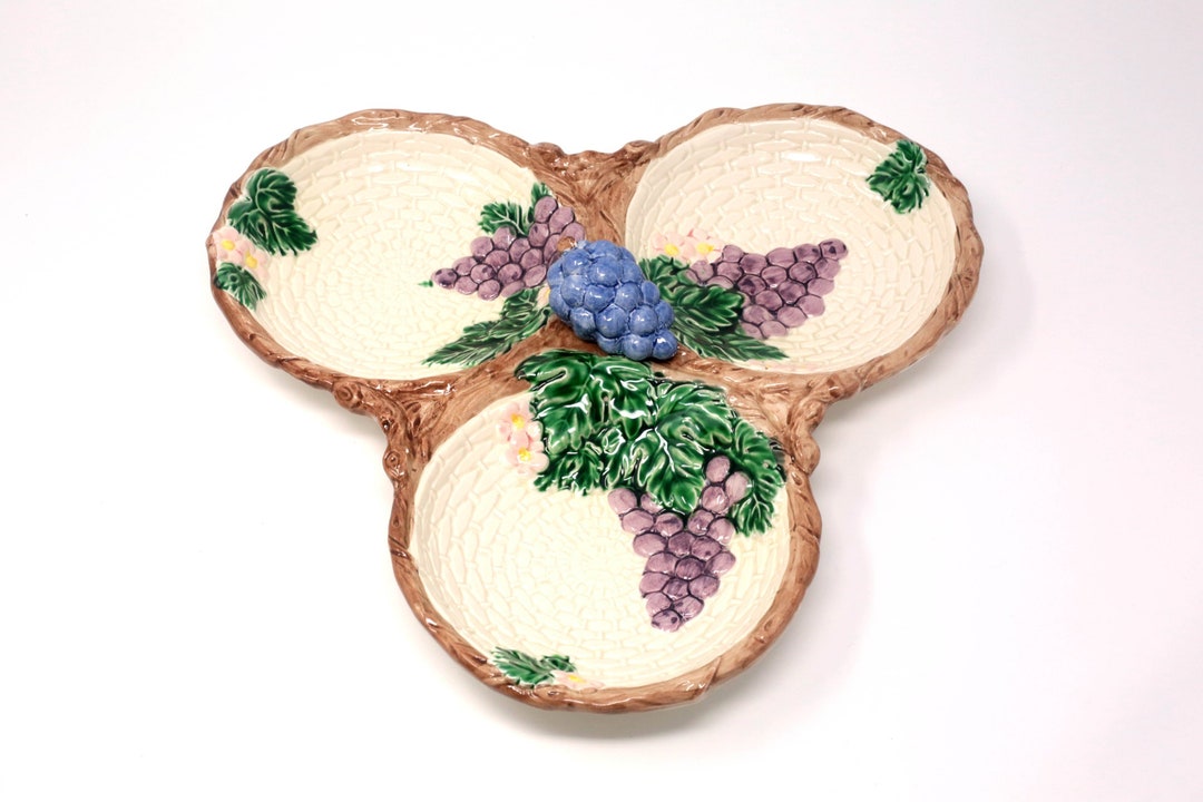 12" Ceramic Serving Platter With Grapes - Etsy