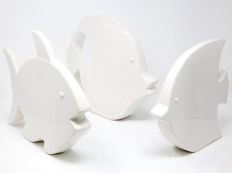 White Ceramic Fish Sculptures - Set of 3 - Etsy