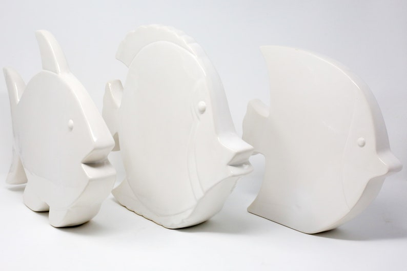 White Ceramic Fish Sculptures - Set of 3 - Etsy
