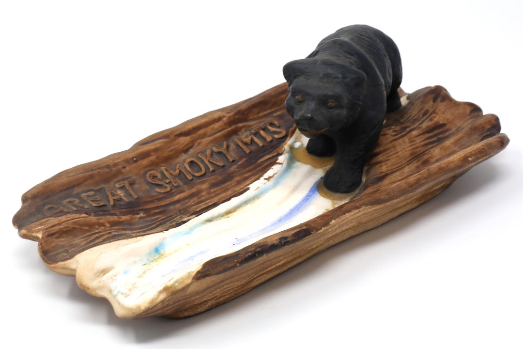 Vintage Great Smoky Mountains Ashtray, Black Bear Ceramic Coin Dish - Etsy