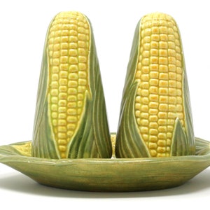 Vintage Corn Cob Salt and Pepper Shaker Set With Plate - Set of 3 - Etsy