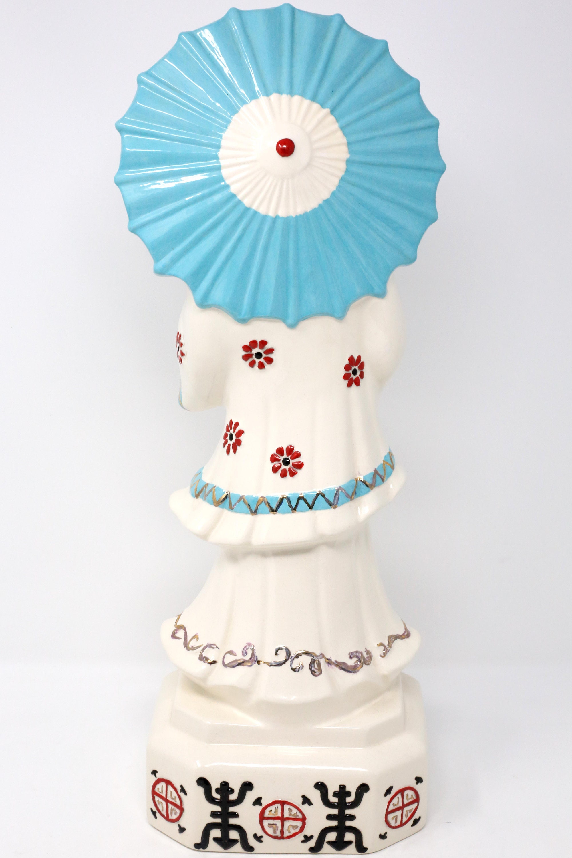Vintage 16" Ceramic Asian Female Figure With Parasol - Etsy