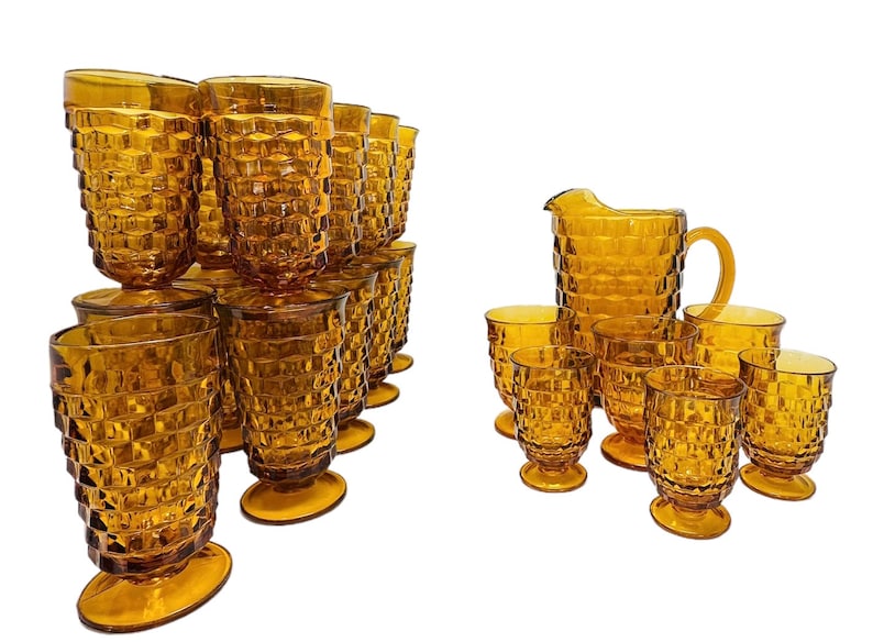 Vintage 24 Piece Collection Indiana Glass Whitehall Amber - Etsy