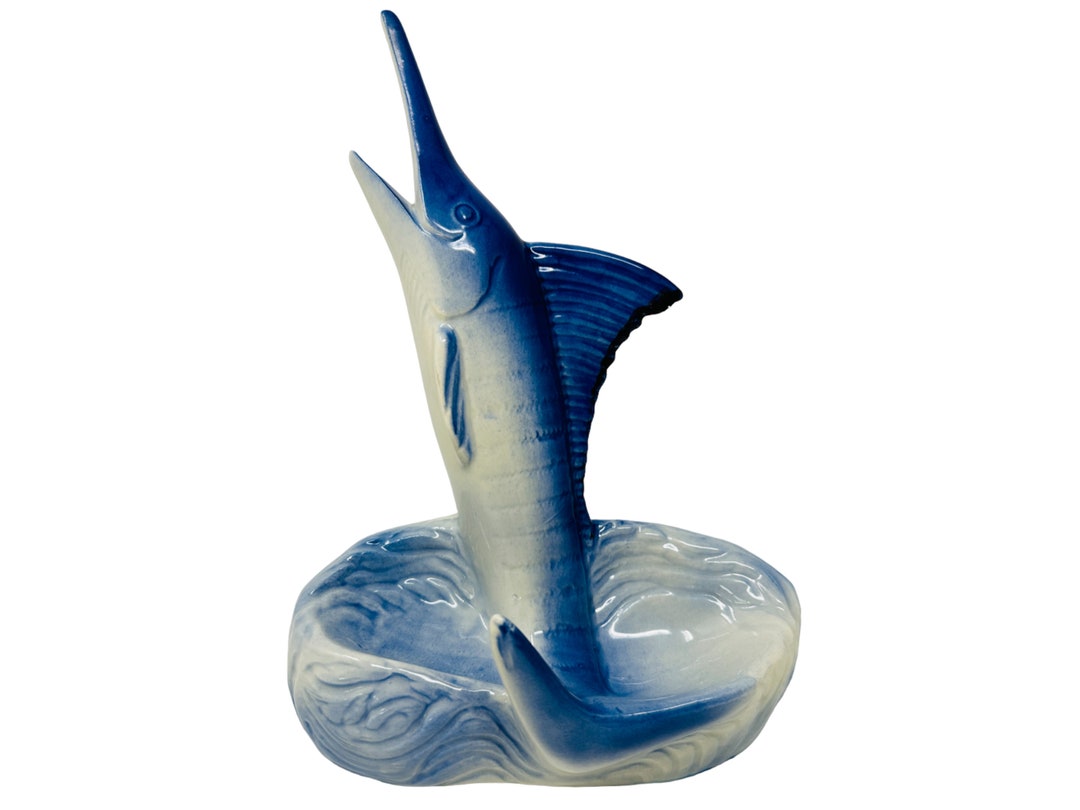 Vintage Ceramic Blue Marlin Catchall Ashtray - Etsy