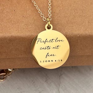 Perfect Love Casts Out Fear Bible Verse Gold Necklace, Christian Gift ...