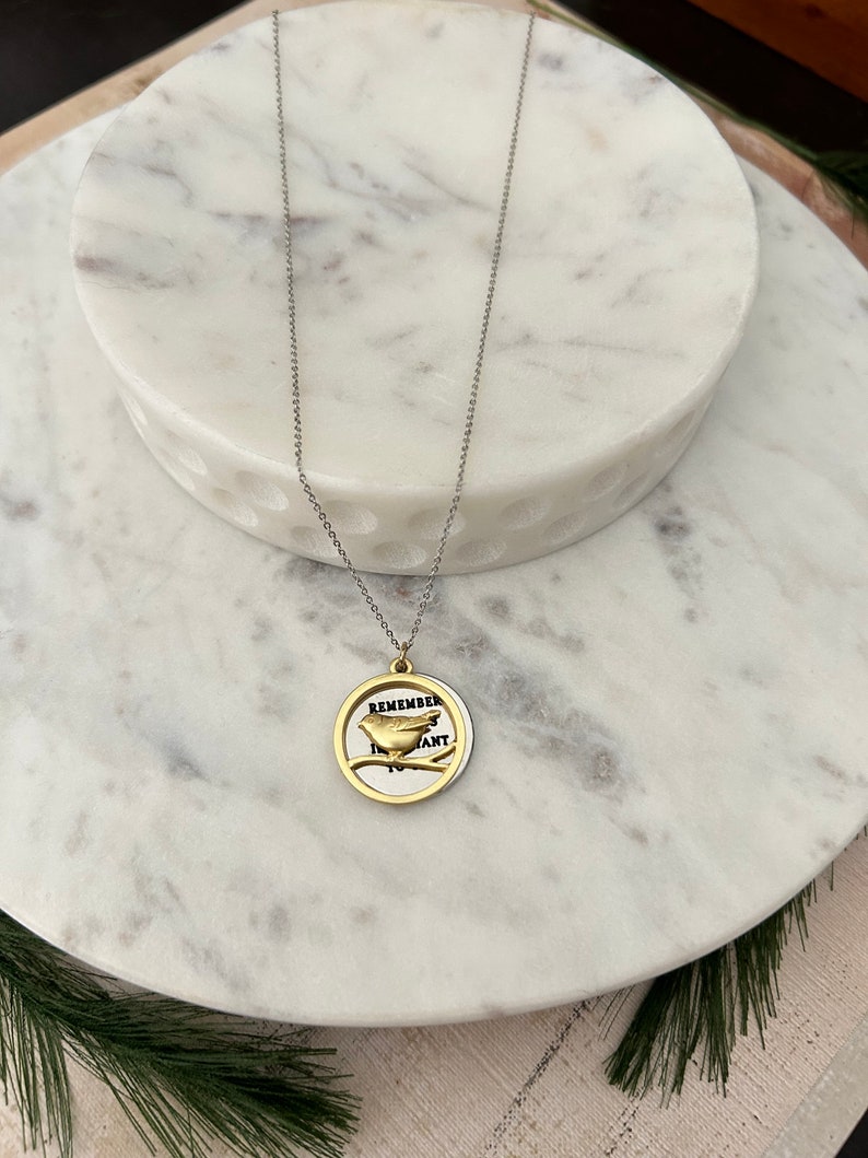 Bird Overlay Necklace: Stainless Steel Affirmation Pendant ...