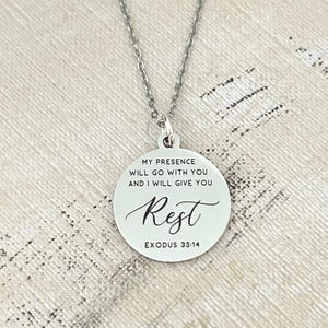 My Presence Will Go With You Bible Verse Necklace, Farewell Gift ...