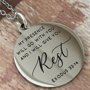 My Presence Will Go With You Bible Verse Necklace, Farewell Gift ...