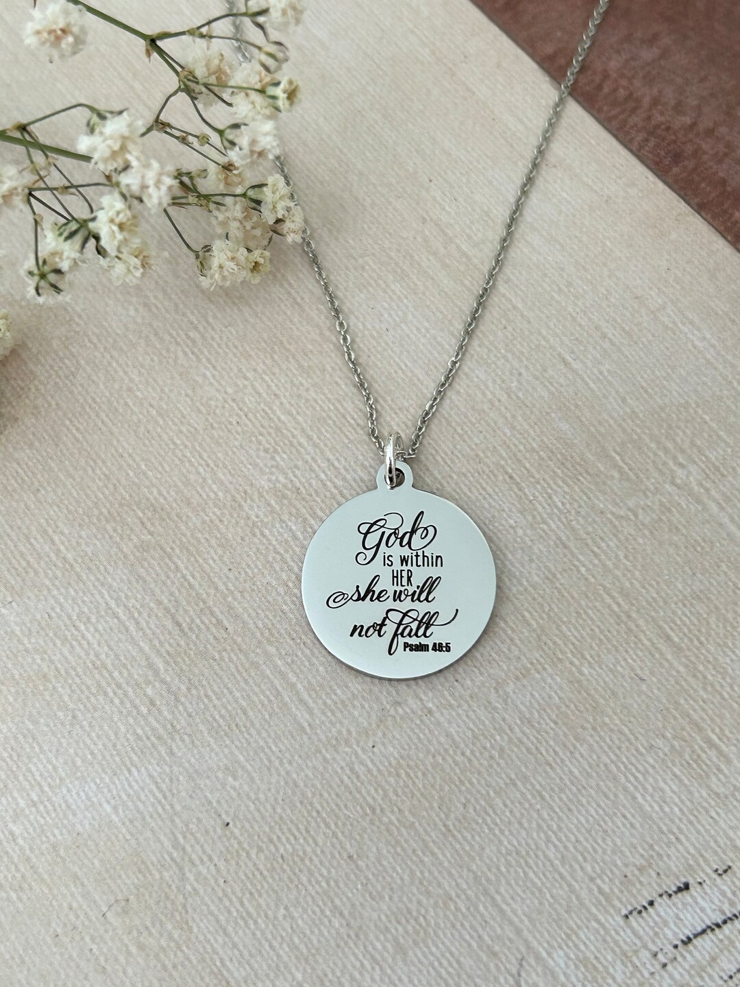 God is Within Her Bible Verse Necklace, Psalm 46:5, Christian Jewelry ...