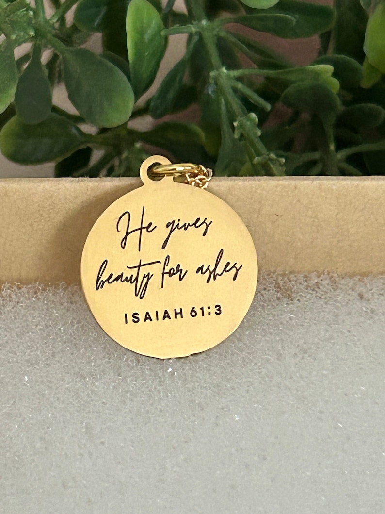 He Gives Beauty for Ashes Bible Verse Necklace, 14K Gold Plated ...