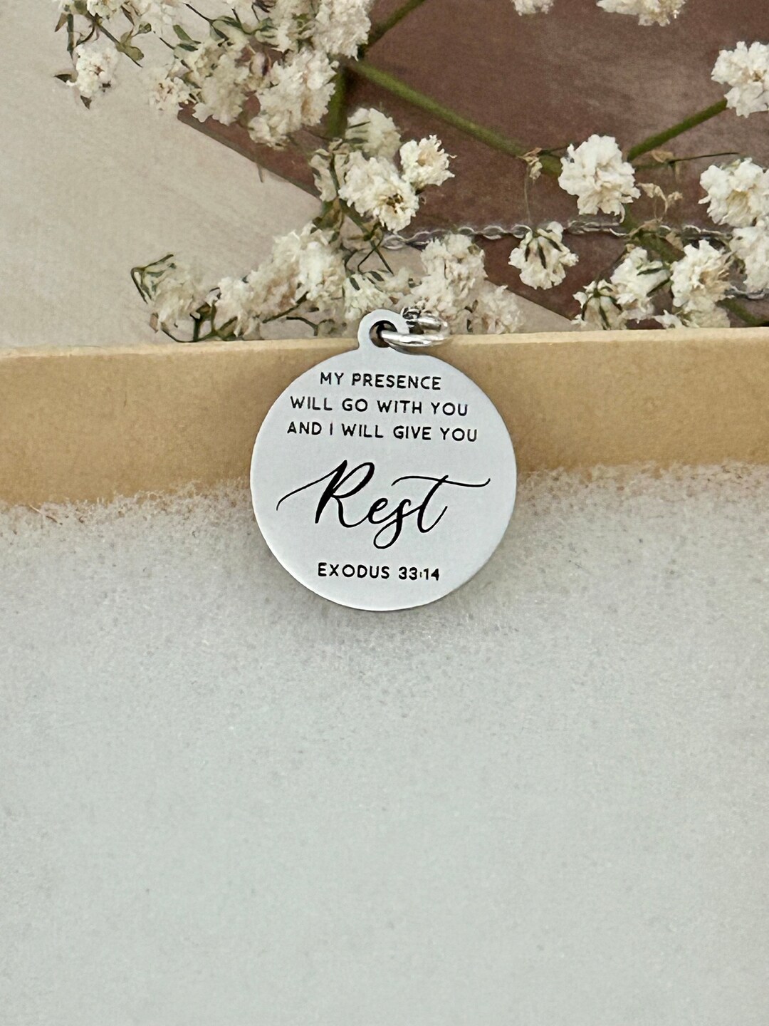 My Presence Will Go With You Bible Verse Necklace, 16K Gold Plated ...