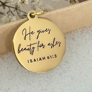 He Gives Beauty for Ashes Bible Verse Necklace, 14K Gold Plated ...