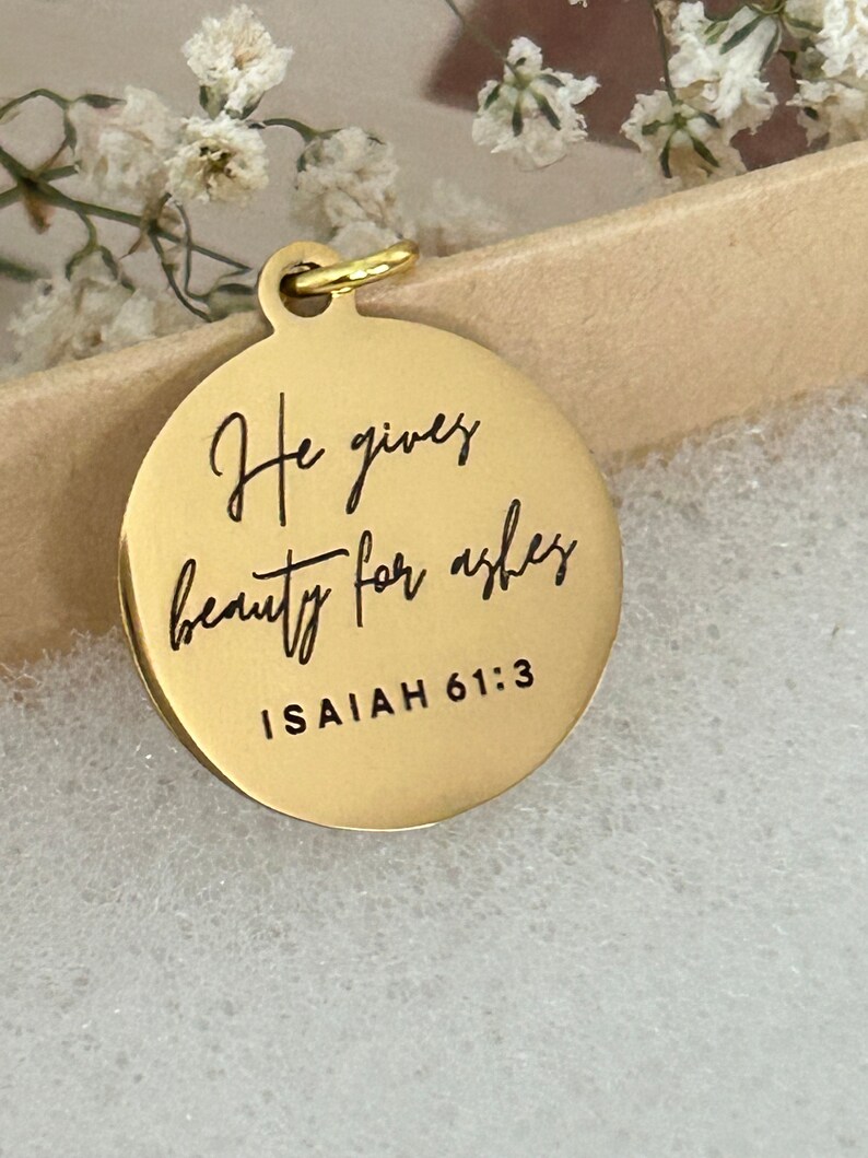 He Gives Beauty for Ashes Bible Verse Necklace, 14K Gold Plated ...