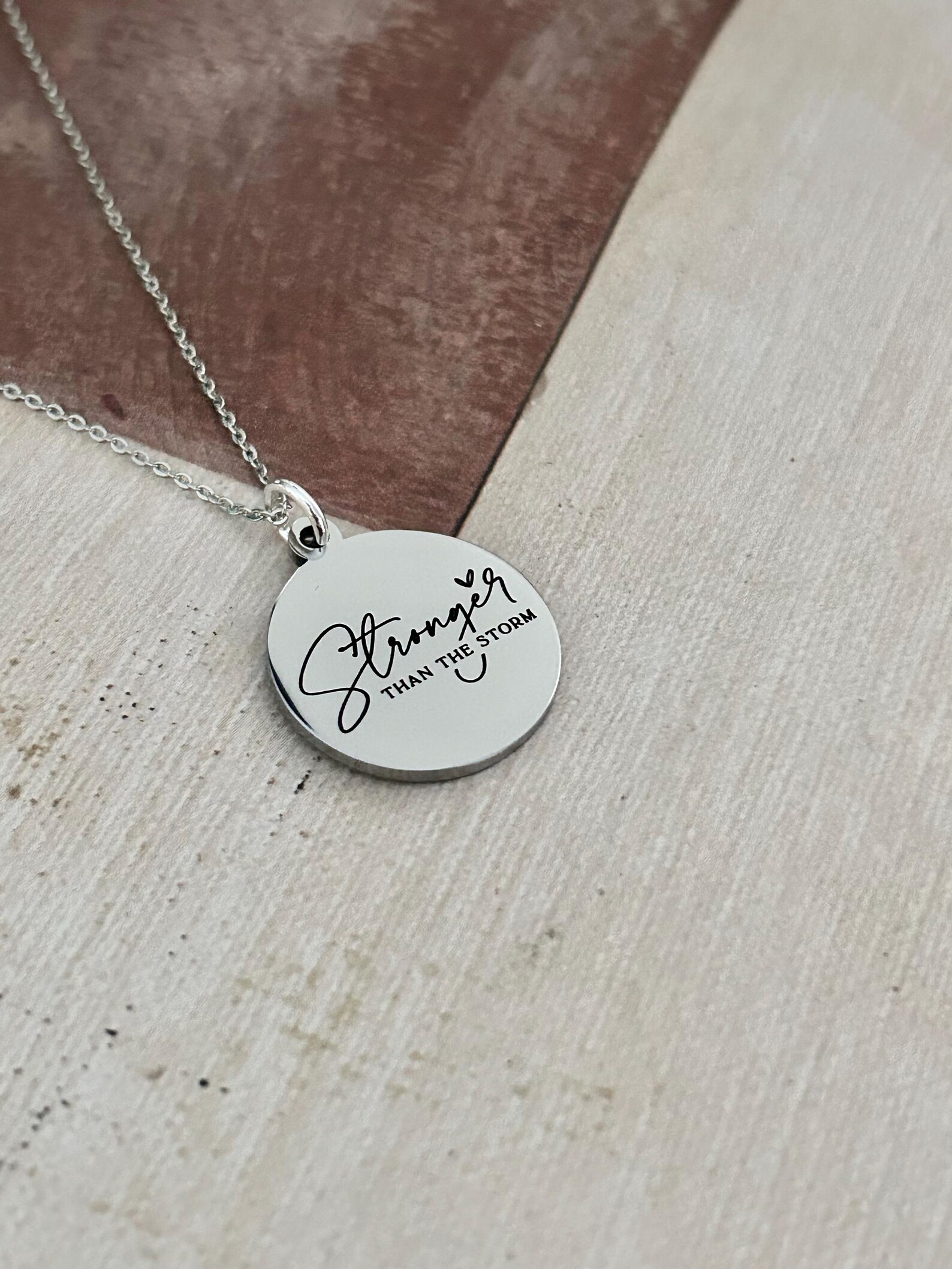 Stronger Than the Storm Necklace: Engraved Christian Gift - Etsy