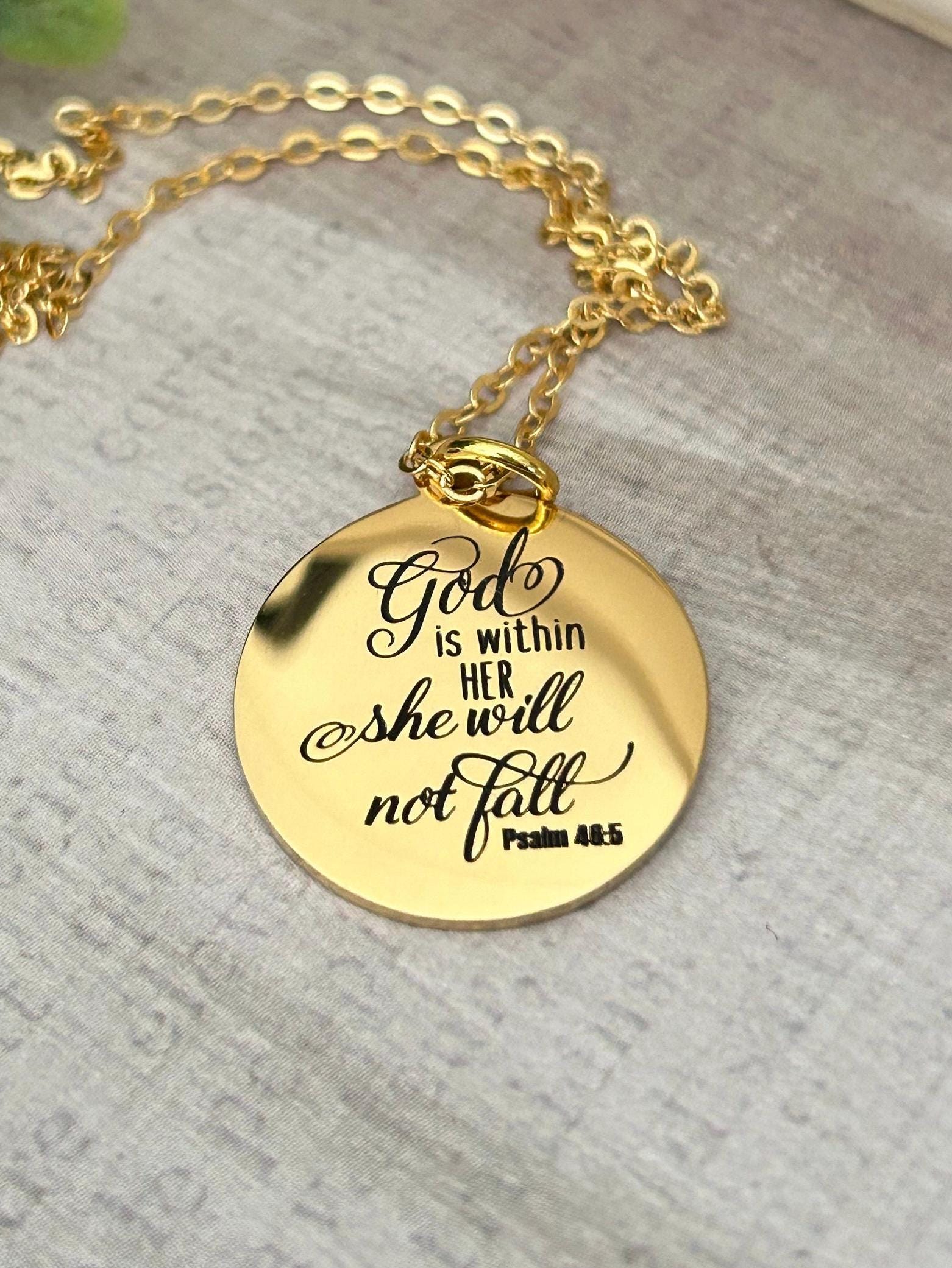 God is Within Her She Will Not Fall Psalm 46:5 Bible Verse Necklace ...