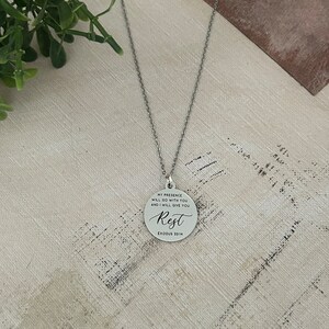 My Presence Will Go With You Bible Verse Necklace, Farewell Gift ...