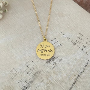 He Gives Beauty for Ashes Bible Verse Necklace, 14K Gold Plated ...