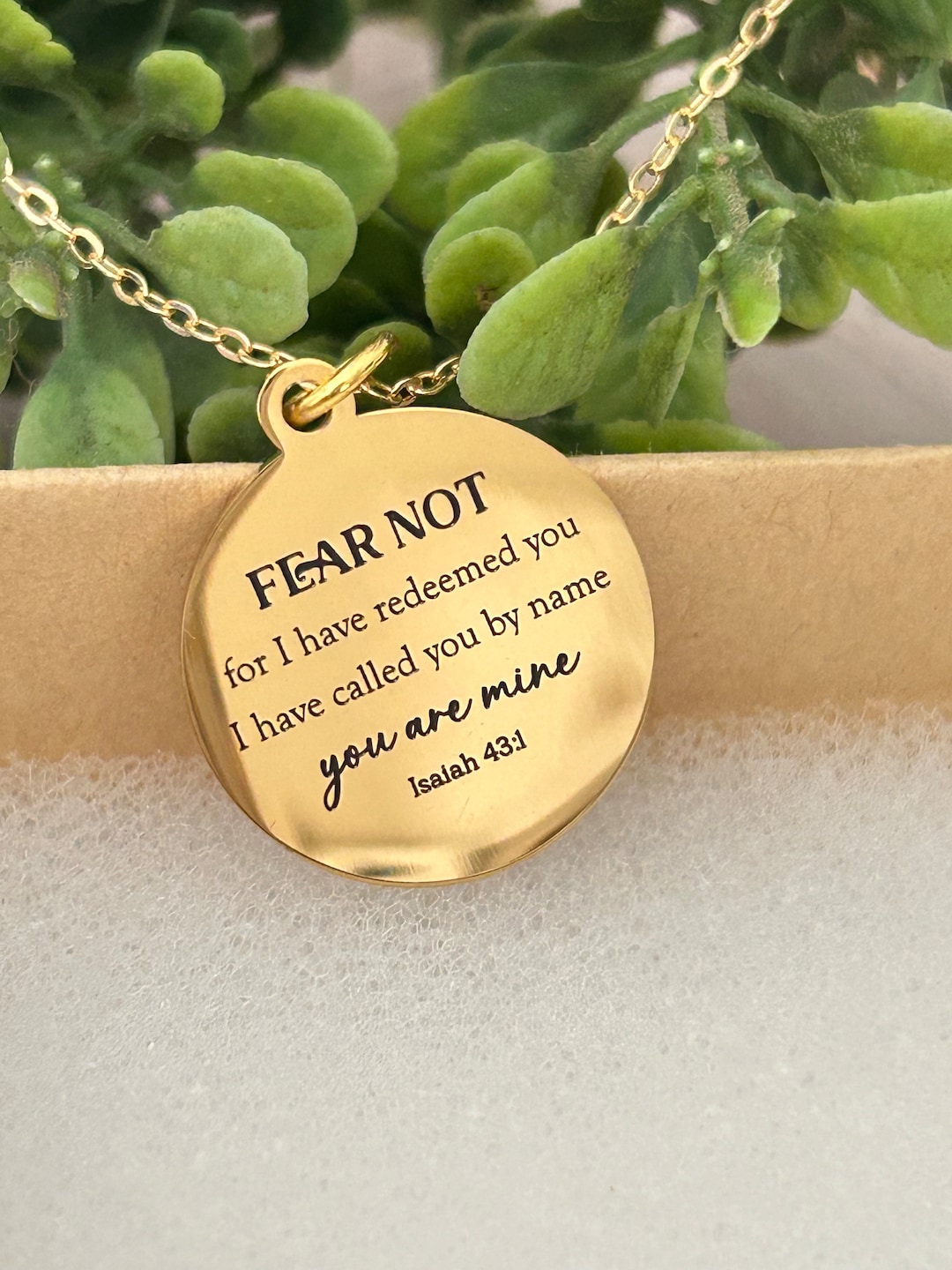 Fear Not for I Have Redeemed You Bible Verse Gold Necklace, Isaiah 43:1 ...