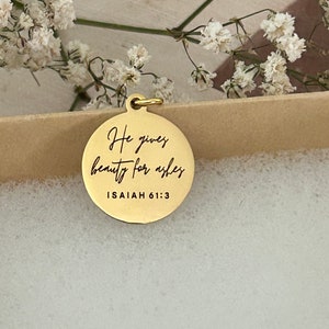 He Gives Beauty for Ashes Bible Verse Necklace, 14K Gold Plated ...