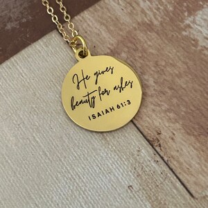 He Gives Beauty for Ashes Bible Verse Necklace, 14K Gold Plated ...
