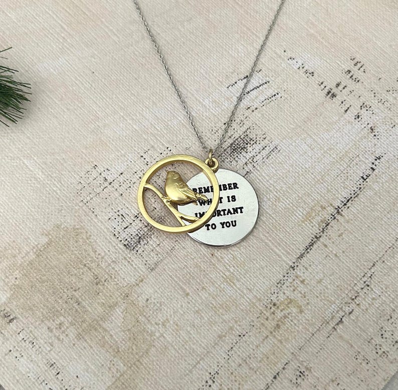 Bird Overlay Necklace: Stainless Steel Affirmation Pendant ...