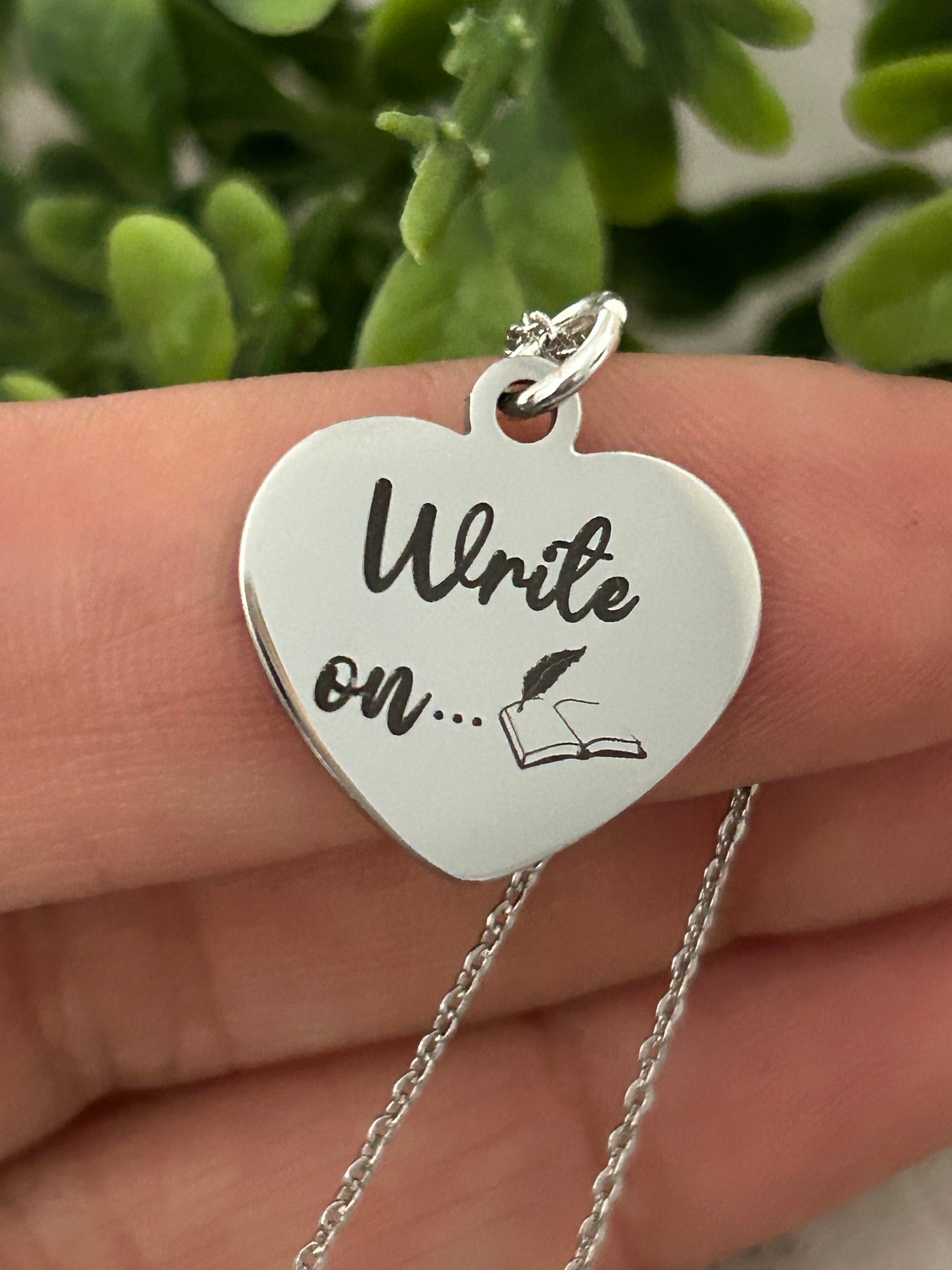 Write on Silver Necklace, Gift for Writers,author Pendant, Novelist ...