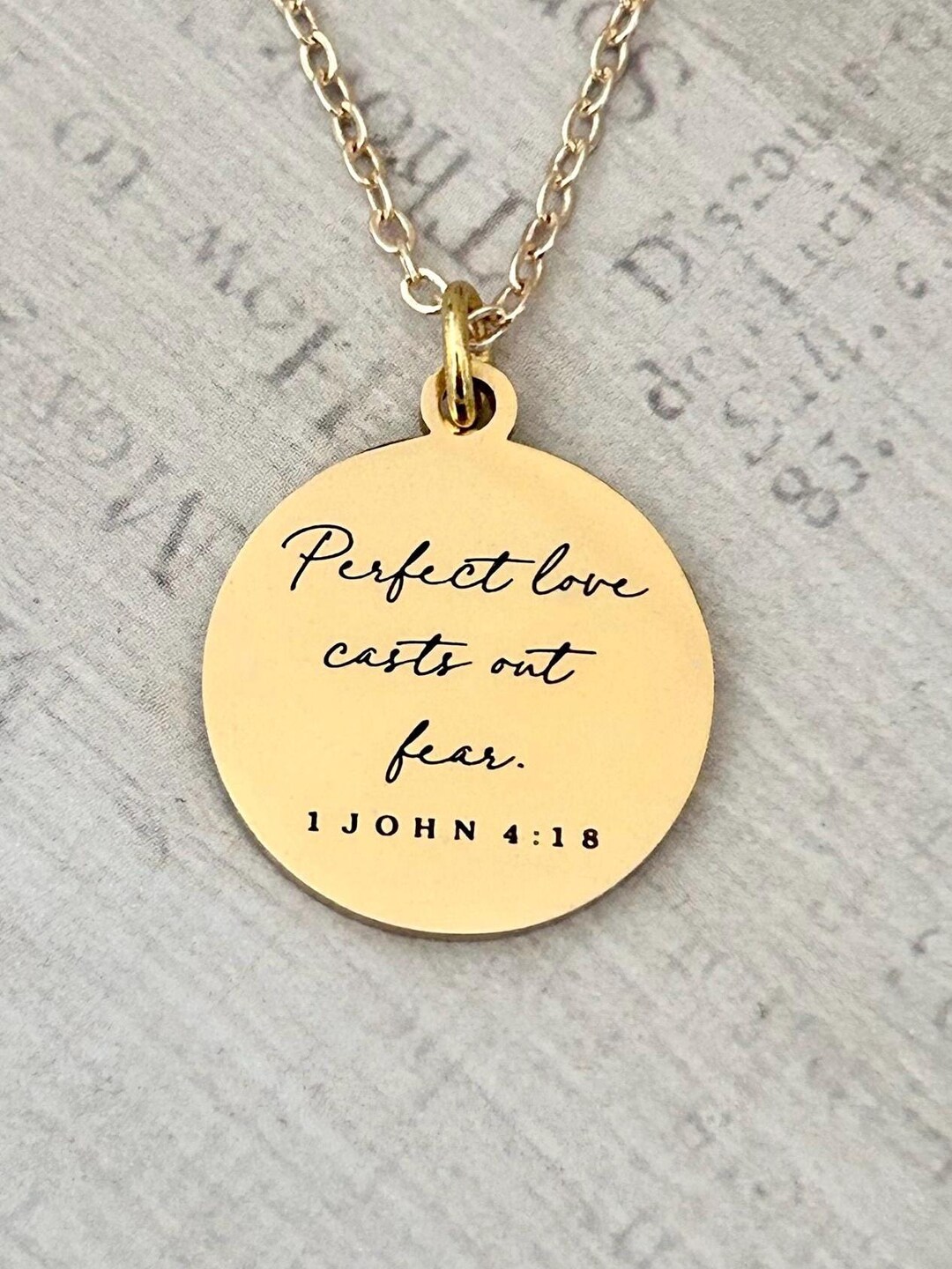 Perfect Love Casts Out Fear Bible Verse Gold Necklace, Christian Gift ...