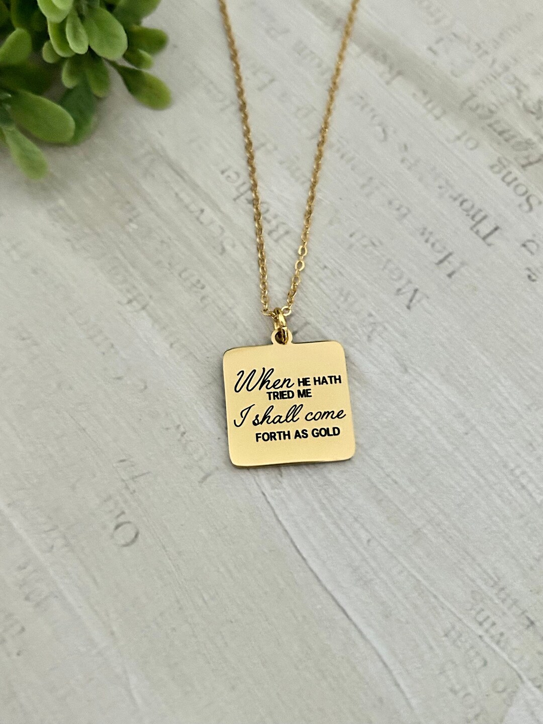 Bible Verse Gold Necklace I Shall Come Forth as Gold, Job 23:10 ...