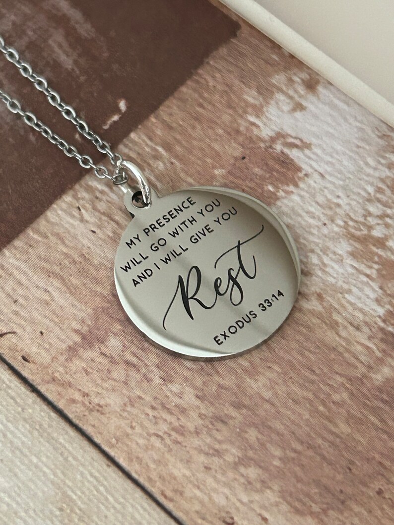 My Presence Will Go With You Bible Verse Necklace, 16K Gold Plated ...