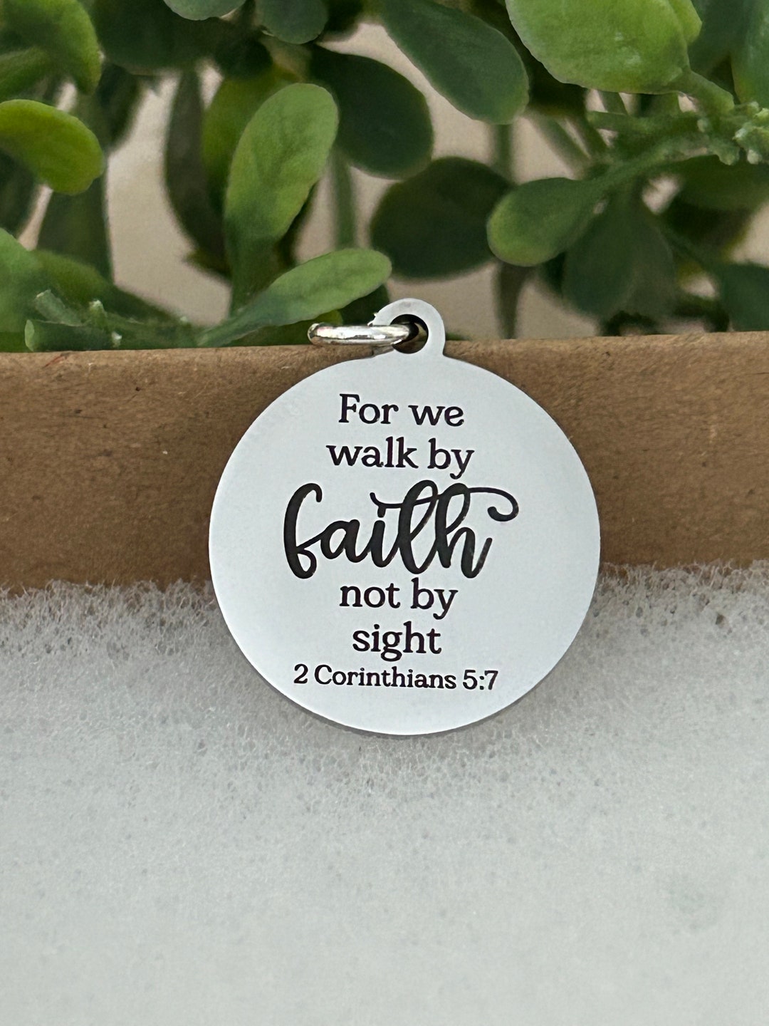 Engraved Faith Charm Necklace: Christian Scripture Jewelry, Baptism ...