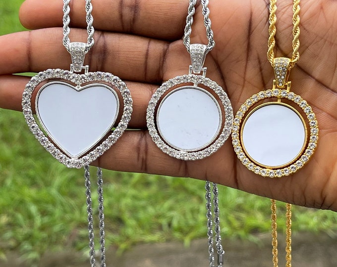 12x_ Rotating Circle Pendant Necklace Sublimation Blank 2 Side ...