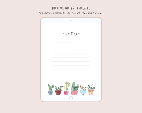 Notepad Printable Cactus Plants Watercolor Illusrations 2 | Etsy
