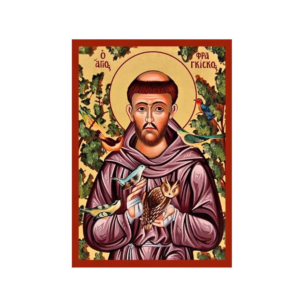 Saint Francis of Assisi 22K Gold Leaf Wall Blessing Natural Wool Icon 5 ...