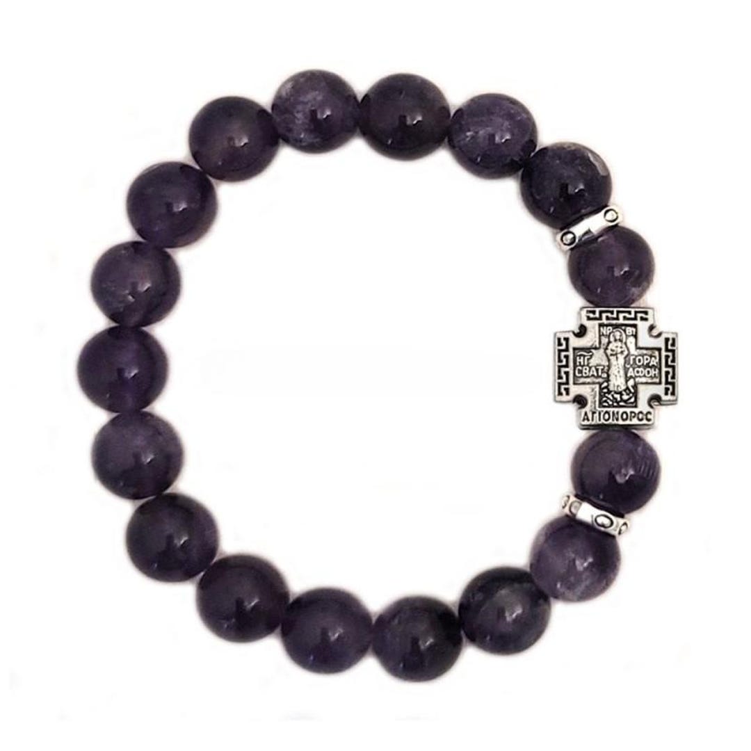 Amethyst Natural Stone Greek Orthodox Mount Athos Cross Sign Icon ...