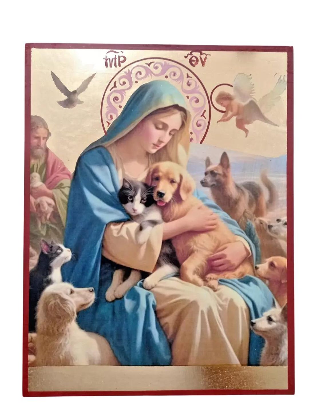 10 1/4" Rare Virgin Mary Animals of the Heaven Gold Leaf Icon 26cm - Etsy