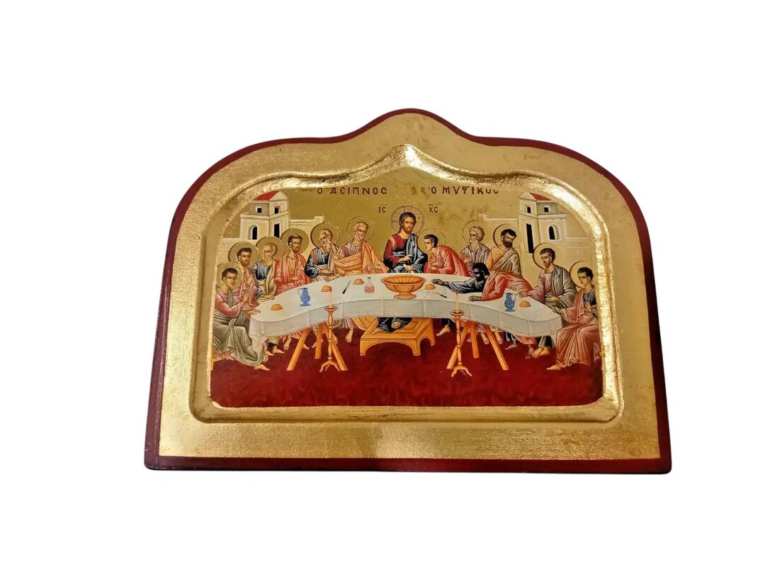6 1/2" Greek Orthodox Gilded the Last Supper Wooden Wall Mounted Icon ...